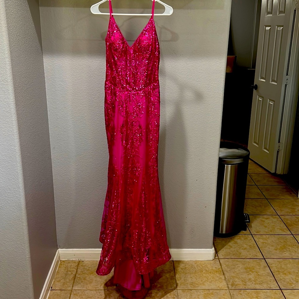 Sparkling Hot Fuchsia Evening Gown/Prom Dress - Gem